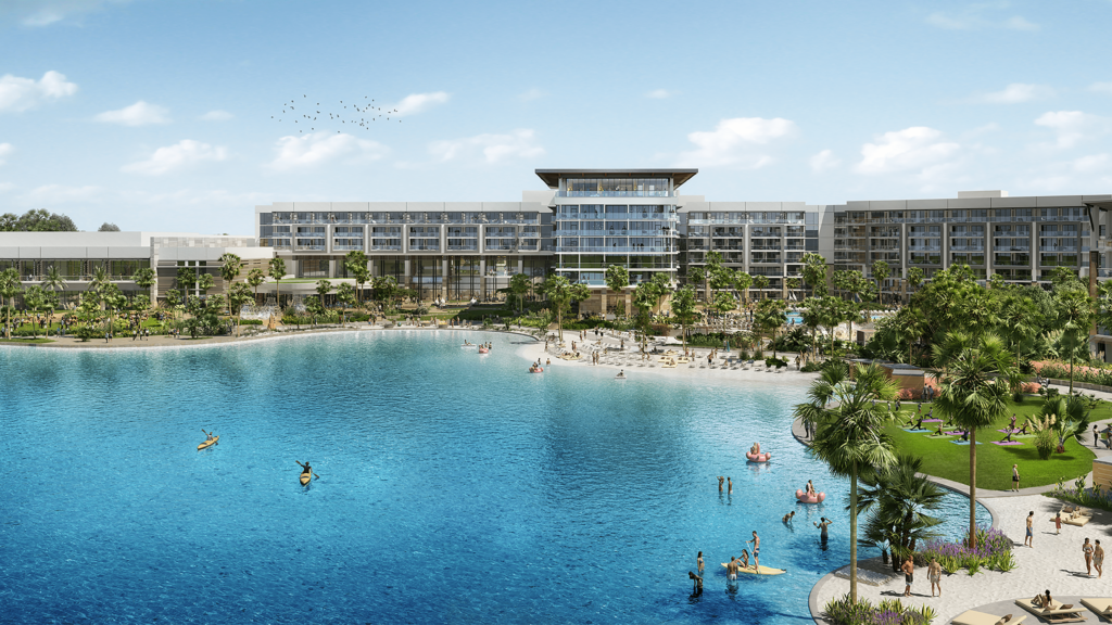 Conrad Orlando - Rendering - Exterior with Crystal Lagoon 2 - 5333X3000 - InsideFlyer DE